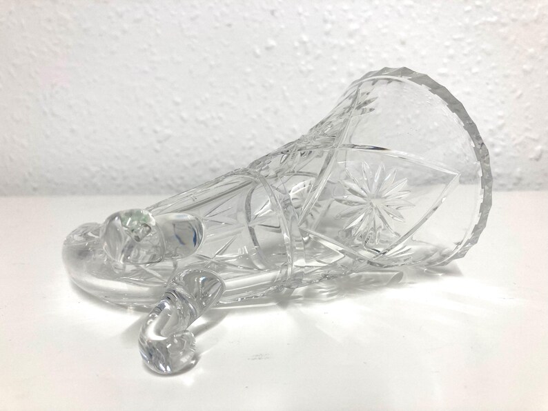 Vintage Crystal Cut Horn Shaped Cornucopia Vase - Etsy