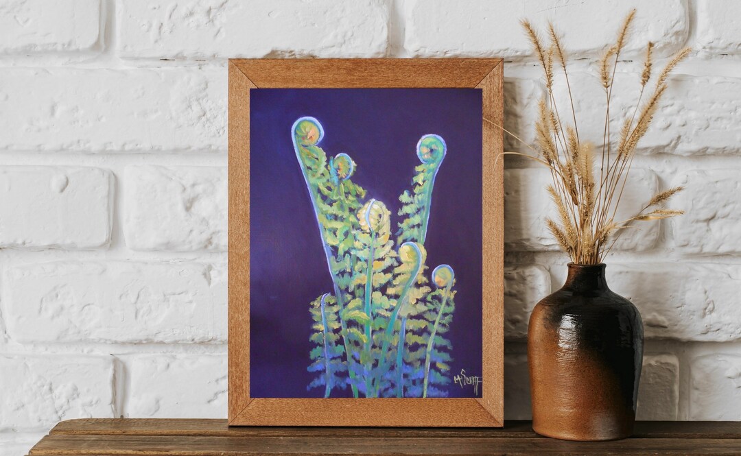 Woodland Fiddlehead Fern Artwork, Canvas or Fine Art Paper, Botanical ...