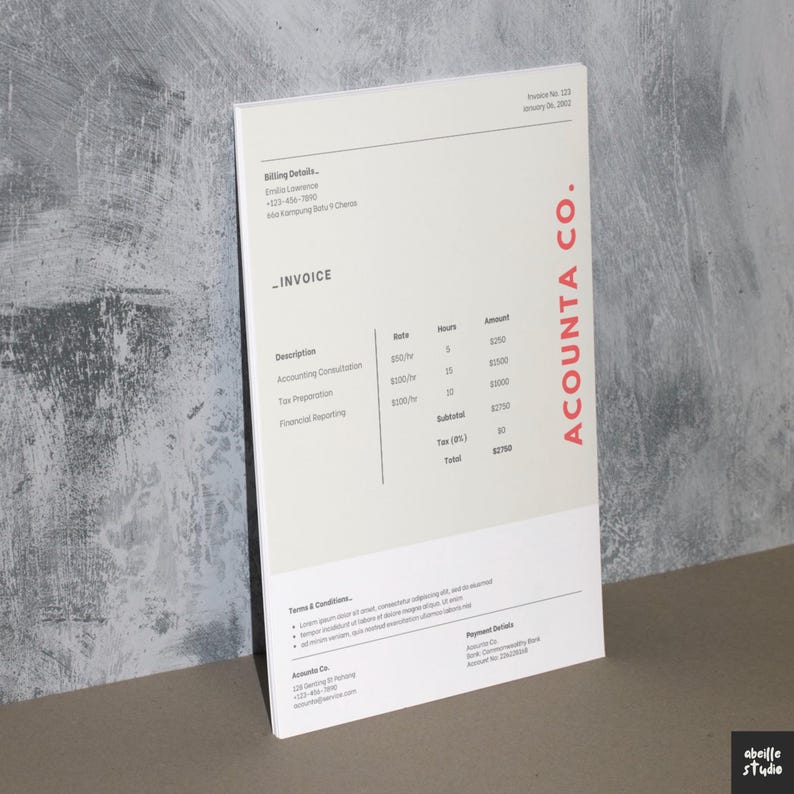 Minimalist 1 Page Basic Invoice Template | Professional Canva Invoice ...