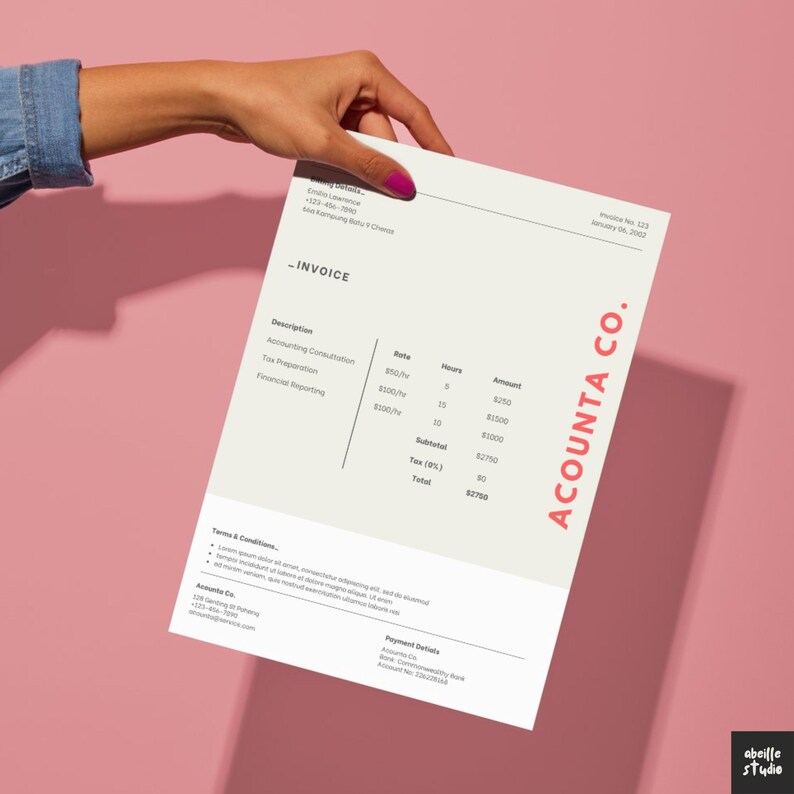 Minimalist 1 Page Basic Invoice Template | Professional Canva Invoice ...