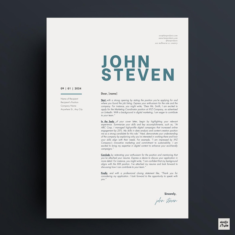 Resume Template CV Cover Letter | Clean Simple Professional Minimalist ...