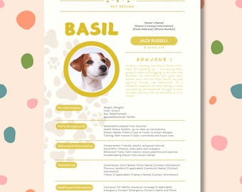 PET RESUME | Customizable CANVA Template for Pet Rental Celebrations ...