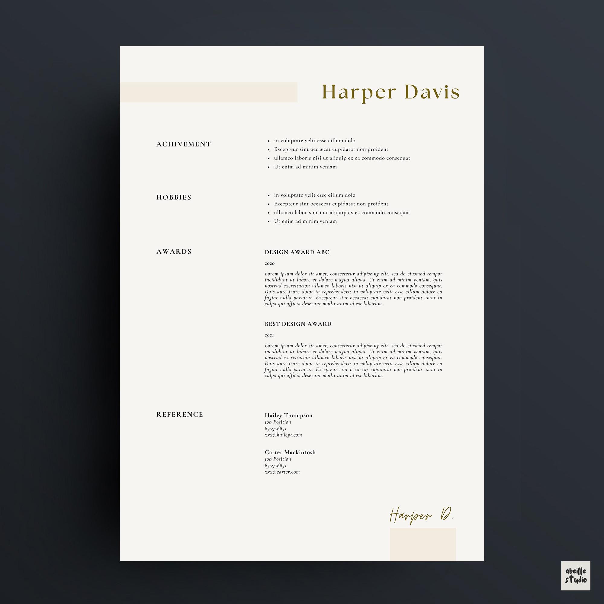 Resume Template CV Cover Letter | Clean Simple Professional Minimalist ...