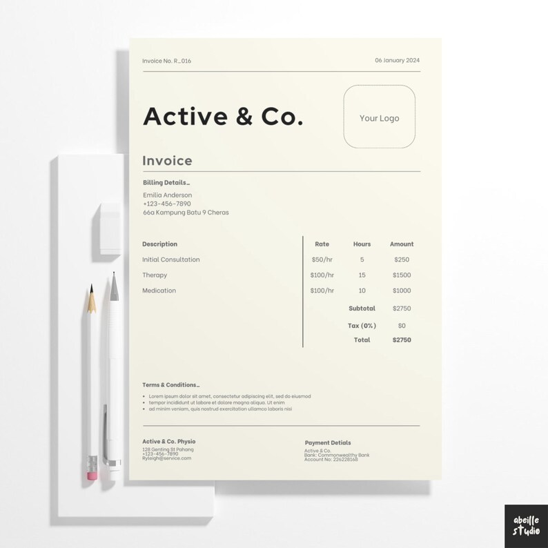 Invoice Template | Minimalist Business Invoice | Small Business ...