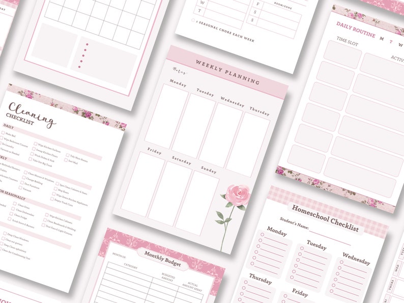 Homemaking Binder Planning Sheets - Pink | PDF Digital Download ...