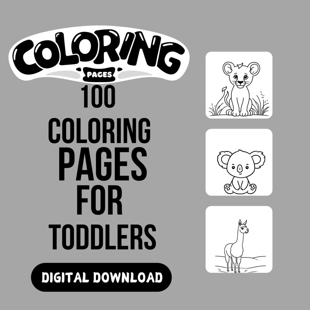 Printable Toddler Coloring Pages, 100 Large Sheets With Animals ...