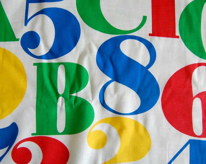 RESERVED FOR TAMIE Letters & Numbers Fabric, Vintage Letters Numbers ...