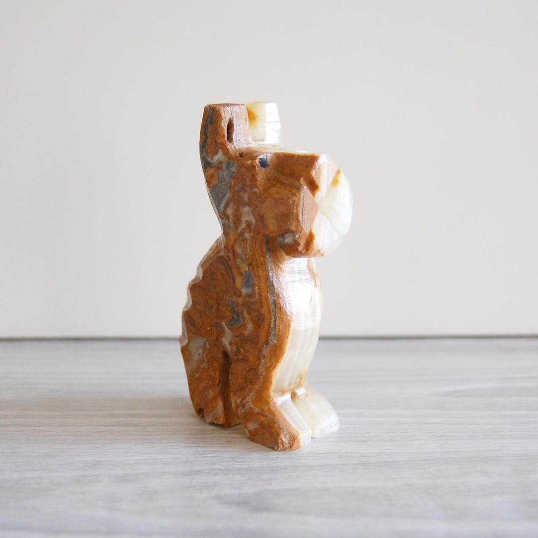 Vintage Banded Onyx Dog Figurine, Stone Animal Carving - Etsy