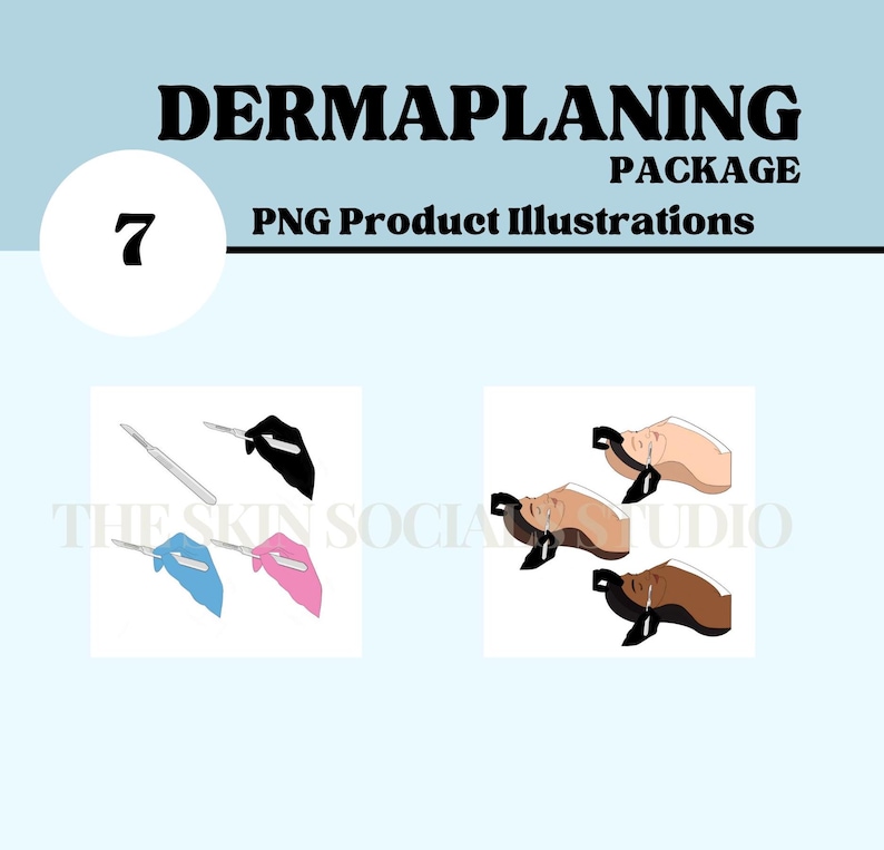 Dermaplaning PNG Illustrations for Estheticians | Skincare Blade Tools ...