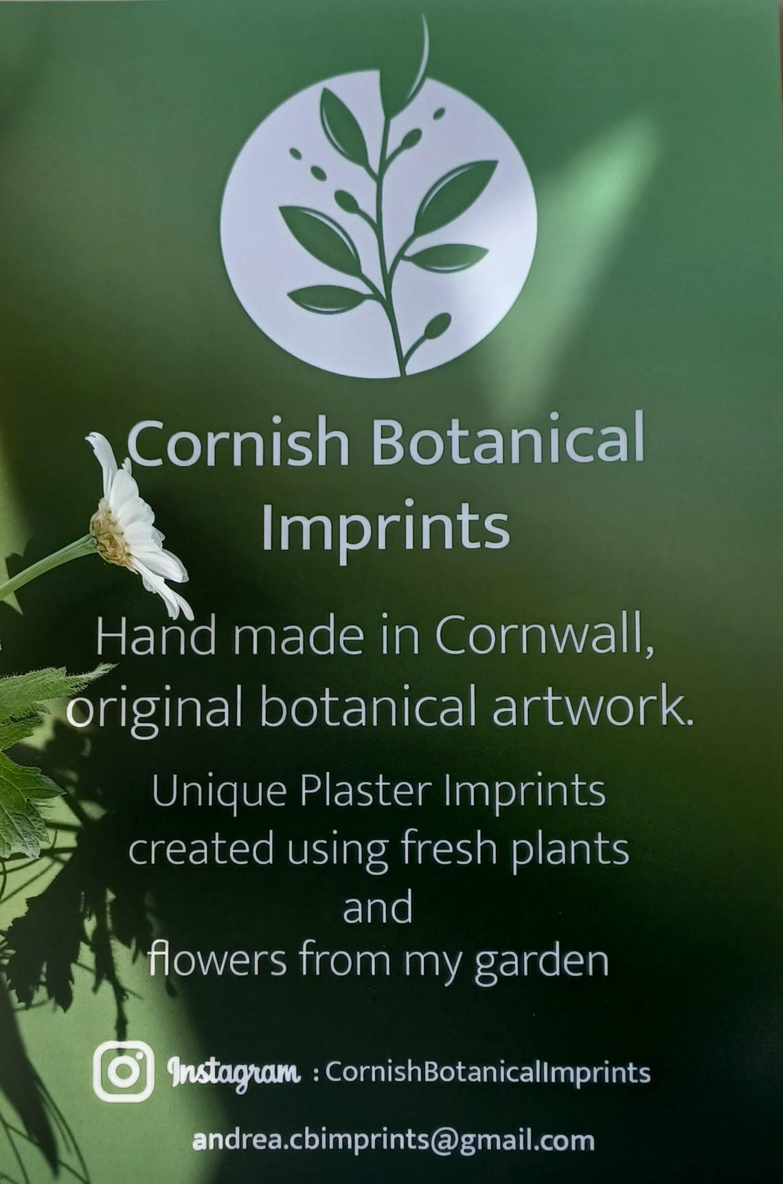 Cornish Botanical Plaster Tile, Daisy Forget Me Not Bas Relief Wall Art ...