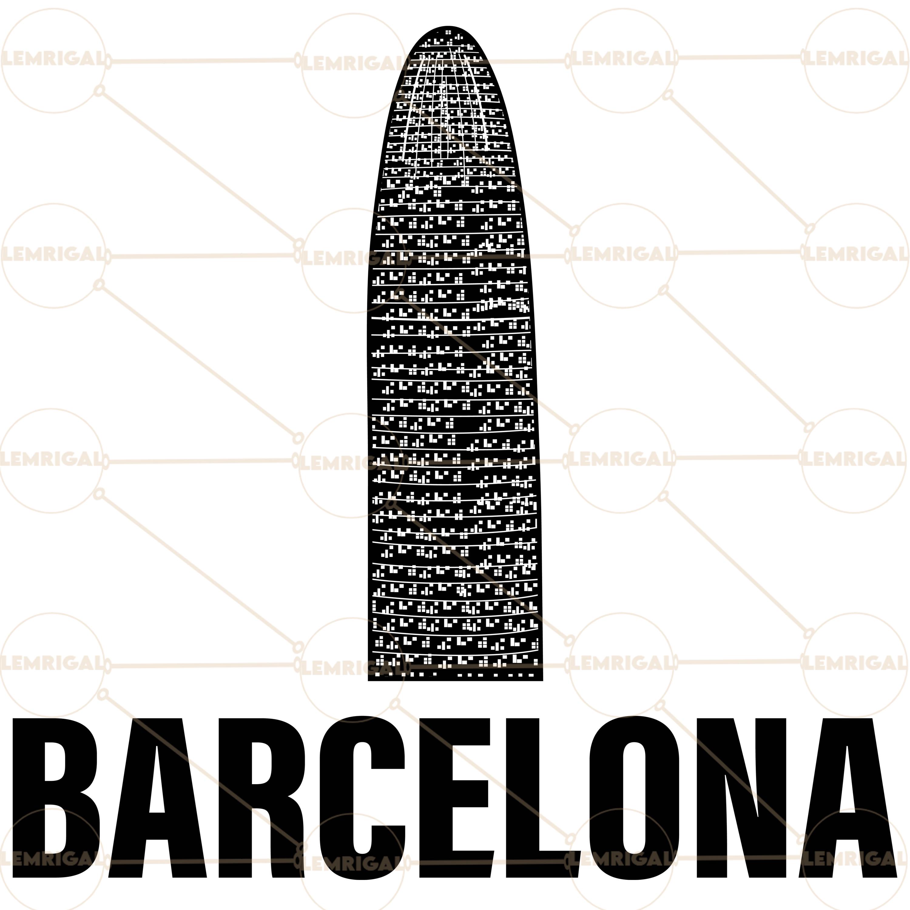 Barcelona Spain Skyline City Outline Silhouette - Digital Files (svg ...