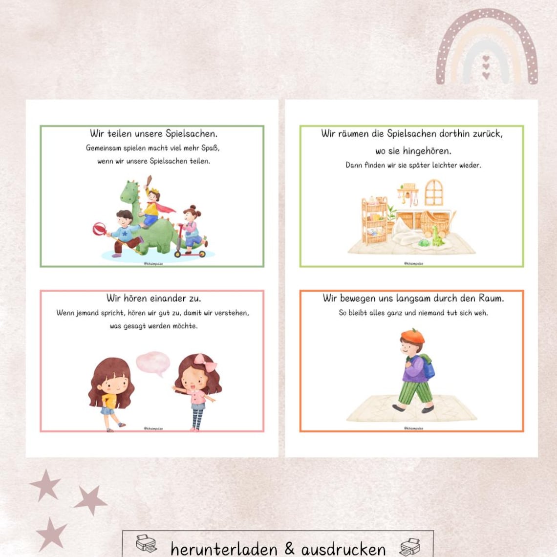 Regelkarten für den Kindergarten, visualisierte Regeln für Kinder - Etsy.de
