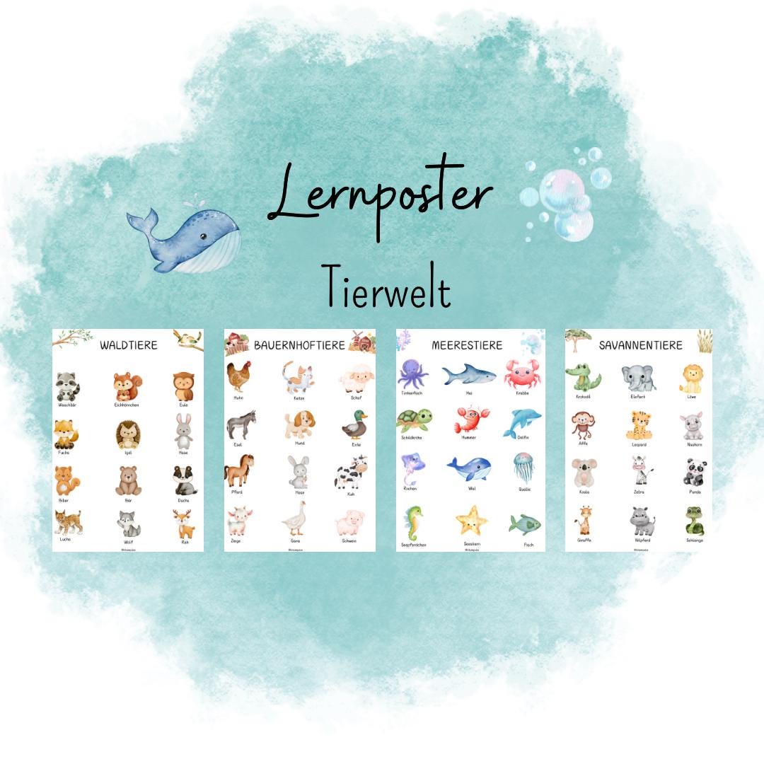Learning Poster/knowledge Poster Animals, Farm Animals, Sea Animals ...