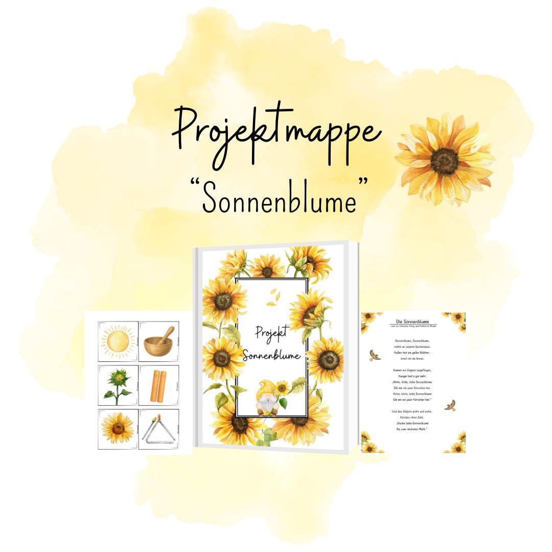Project Folder Sunflower, Kindergarten, Practical Material Sunflower - Etsy