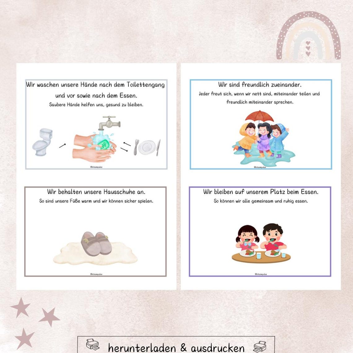 Regelkarten für den Kindergarten, visualisierte Regeln für Kinder - Etsy.de