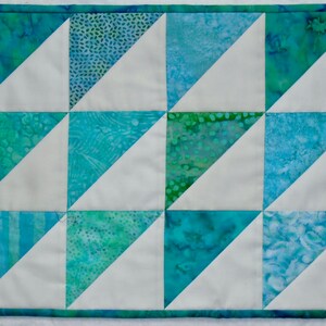 Aqua Table Runner / Quilted Table Runner / Aqua Table Linens - Etsy