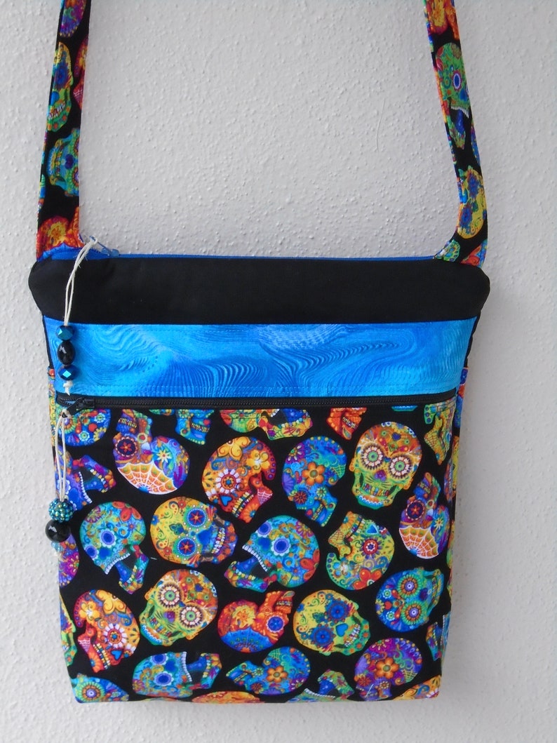 Sugar Skull Cross Body Bag / Cross Body Purse / Sugar Skulls / Shoulder ...