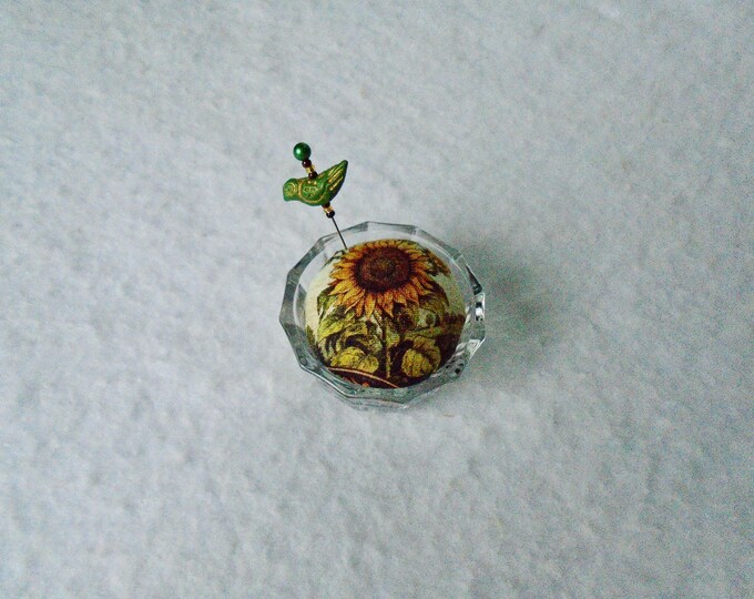 Sunflower Pincushion Salt Cellar Pincushion Floral Pincushion