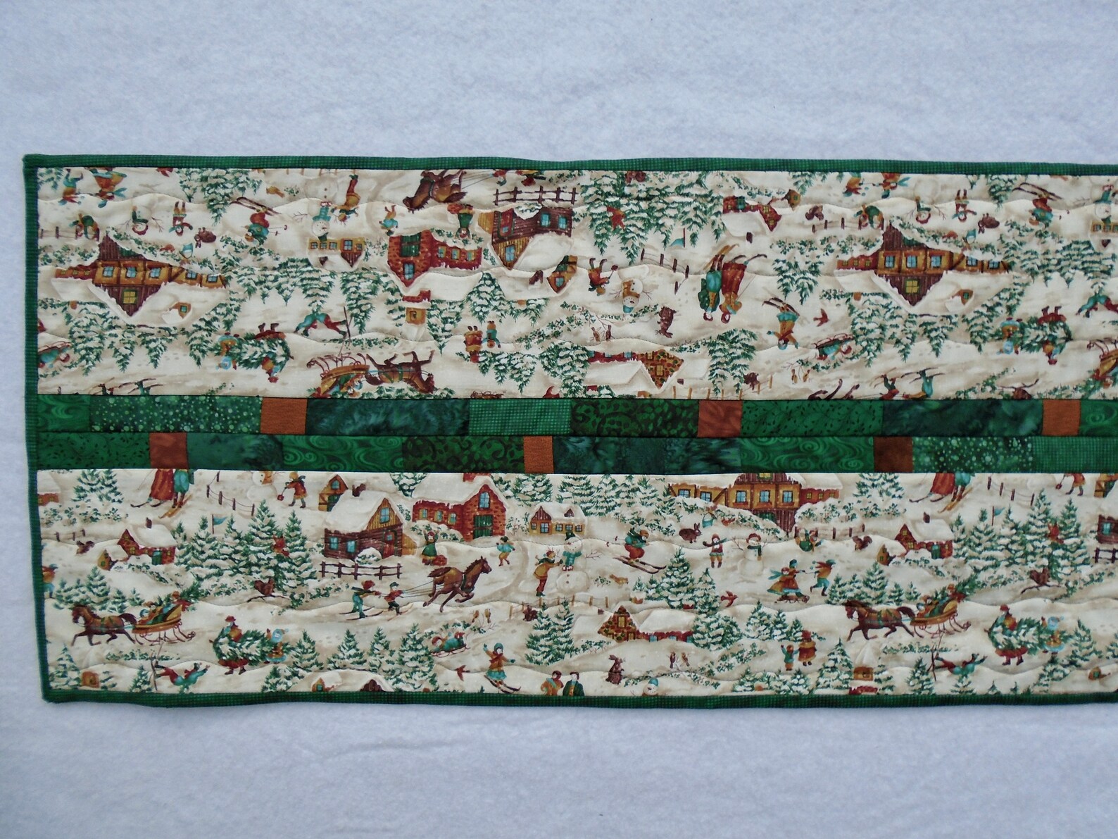 Winter Table Runner / Christmas Table Runner / Brown and Green Table ...