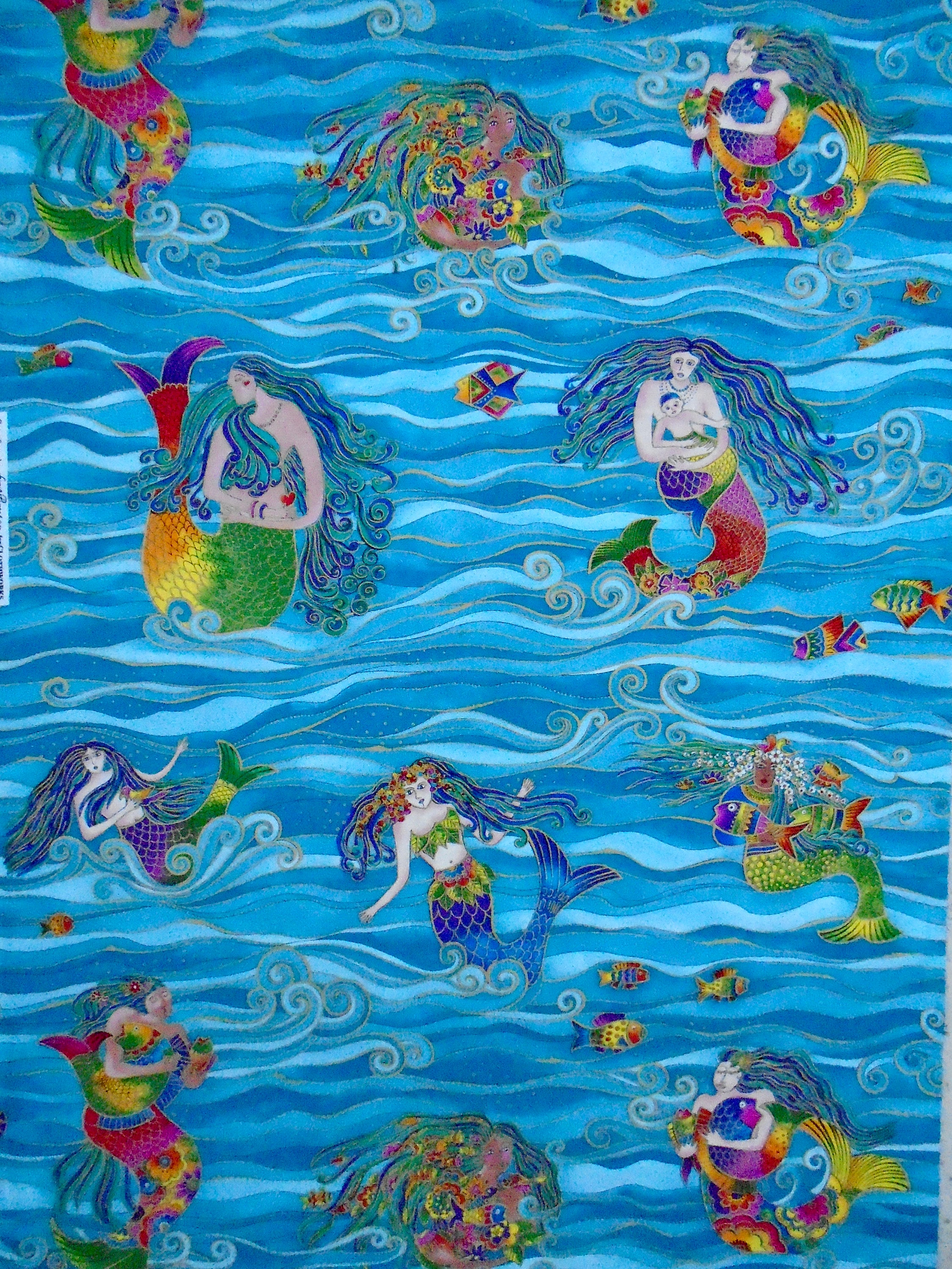 Laurel Burch Mermaid Fabric / Laurel Burch Ocean Songs Fabric / Mermaid ...