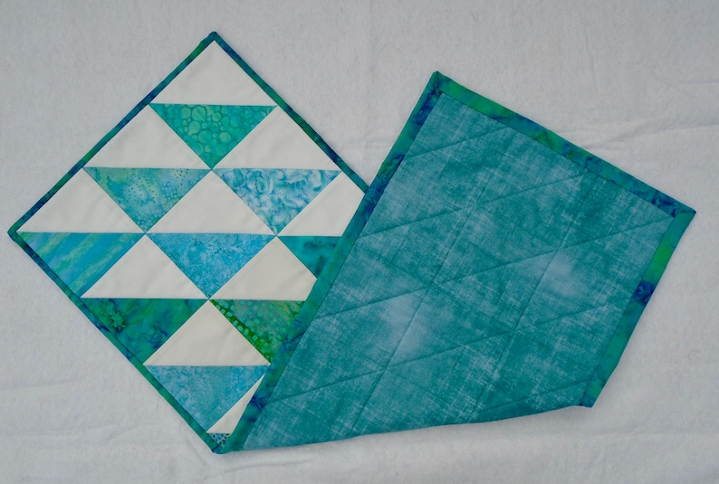 Aqua Table Runner / Quilted Table Runner / Aqua Table Linens - Etsy