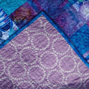 Blue Quilt / Purple Quilt / Fish Quilt / Lap Throw Quilt / Kaffe ...