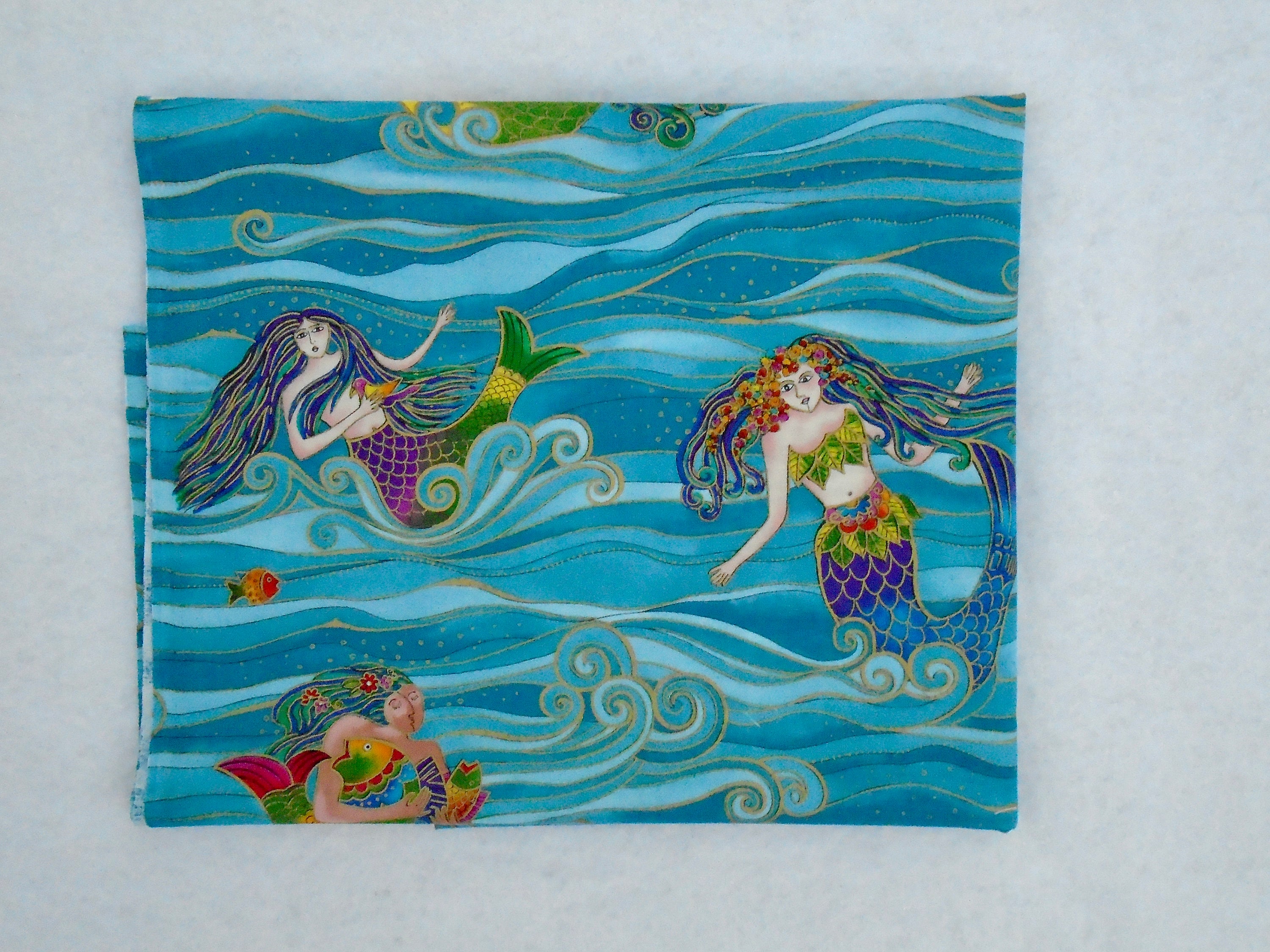 Laurel Burch Mermaid Fabric / Laurel Burch Ocean Songs Fabric / Mermaid ...