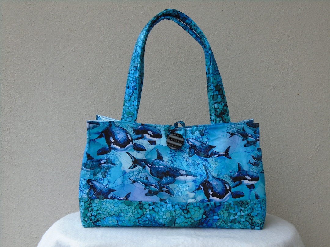 Killer Whale Tote Bag / Orca Quilted Purse / Ocean Tote / Knitting Bag ...