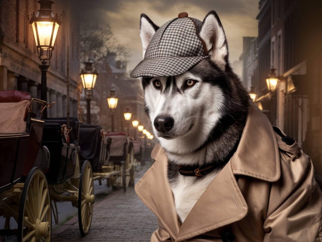 Dapper Siberian Husky, Canvas Print, Surreal AI Design, Digital Download, AI Pet Art, Gift for ...