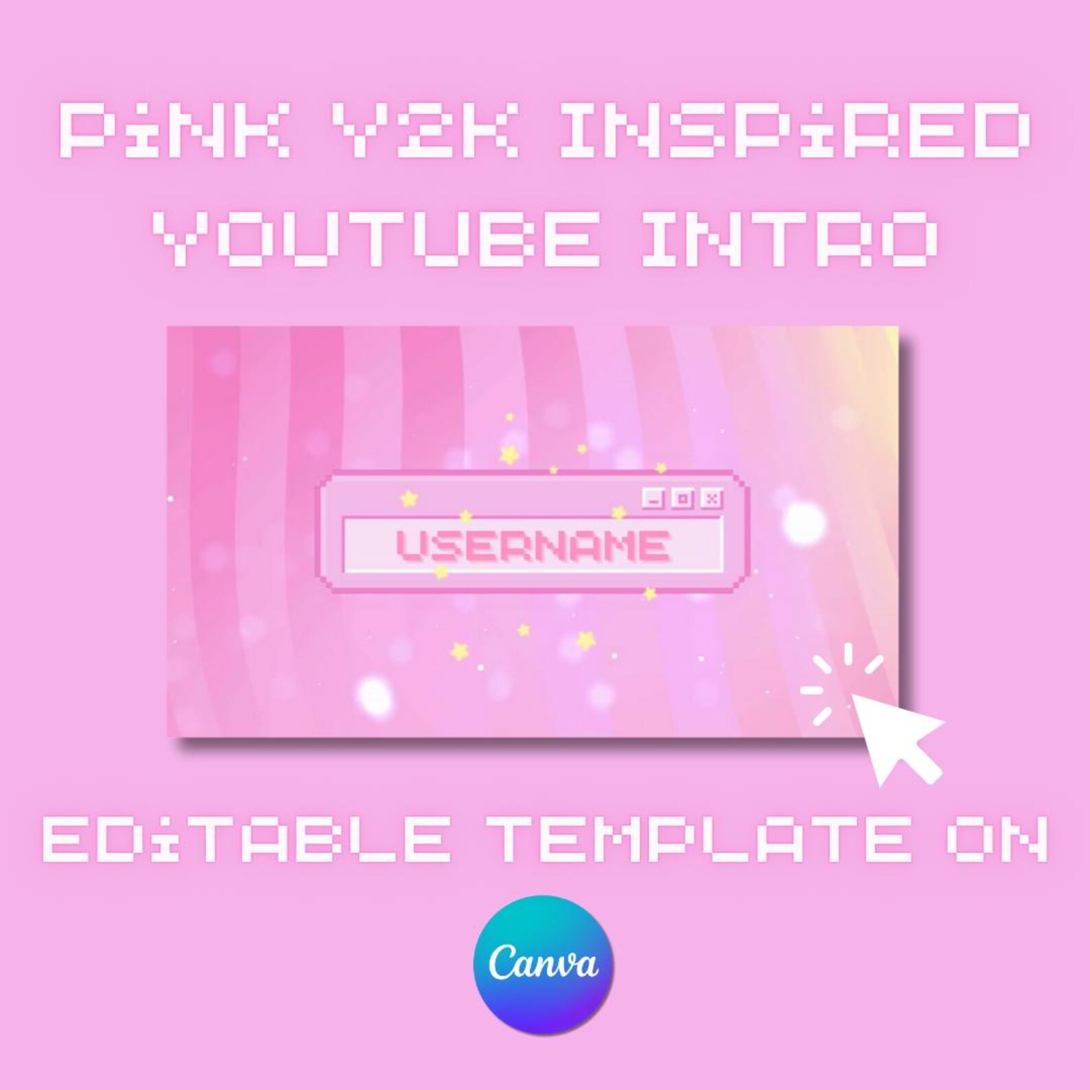 Pink Y2K Inspired Youtube Intro Template, Canva Editable Template ...