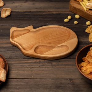 Serving Platter in Cat Shape, Shaped Wooden Plate, Snack Tray, Nuts ...