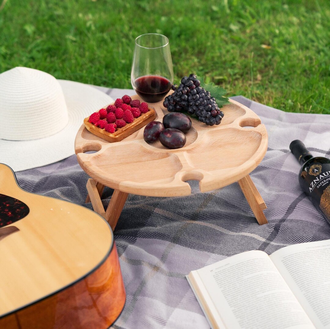 Personalized Picnic Table With Engraving, Foldable Wine Table, Custom ...