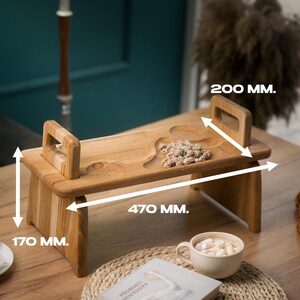 Wooden Breakfast Tray With Handles, Rustic Bed Serving Table, Food ...