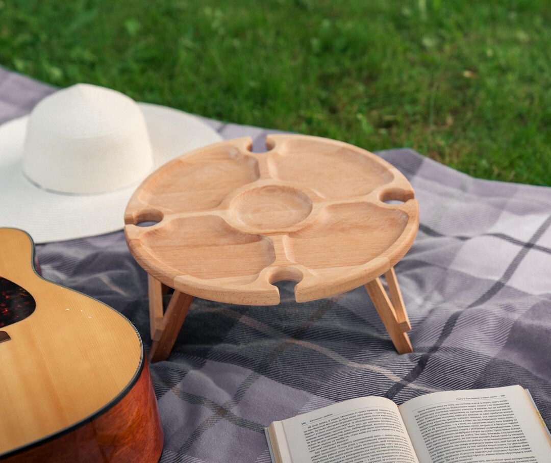 Personalized Picnic Table With Engraving, Foldable Wine Table, Custom ...