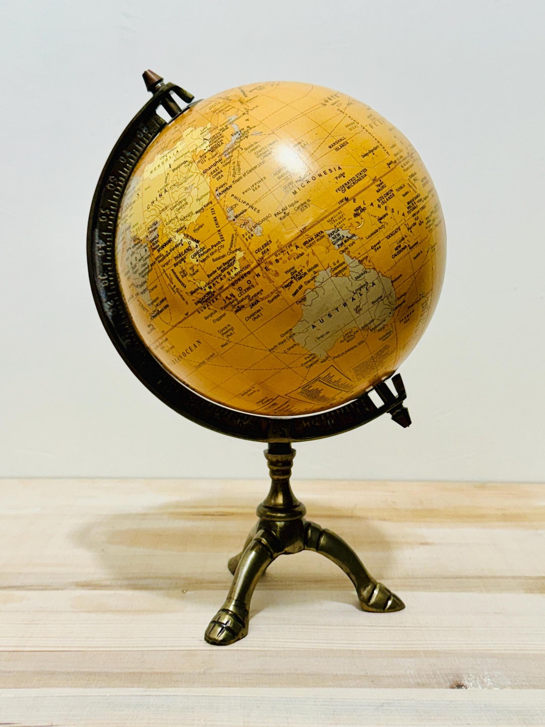 13 Inch Handmade Brass Globe With World Map for Tabletop Decor ...