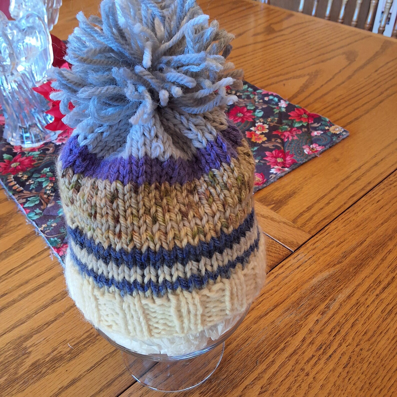 Hand Knit Stocking Caps Loose Poms Choose Variety Colors Fit 18" Dolls ...