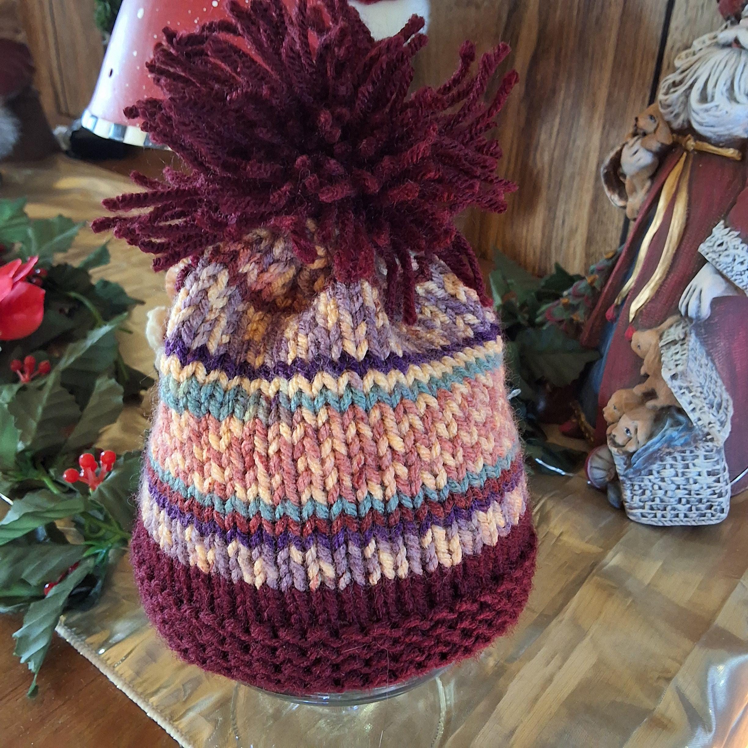Hand Knit Stocking Caps Loose Poms Choose Variety Colors Fit 18" Dolls ...