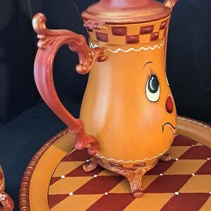 Gingerbread Tea Set Kitchen Decor Hand Painted Vintage Silver Plate Tea ...