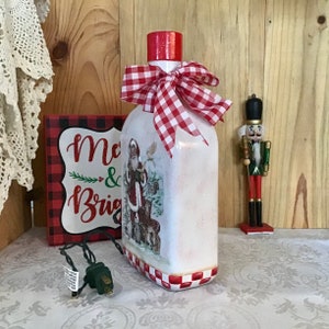 Christmas Lighted Repurposed Bottle Decoration Lights Farmhouse Santa ...