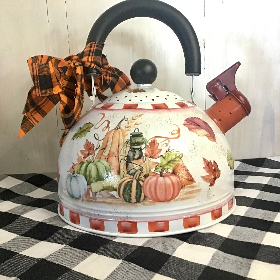 Tea Kettle Fall Pumpkins, Fall Kitchen Decor, Tea Kettle, Fall Home ...