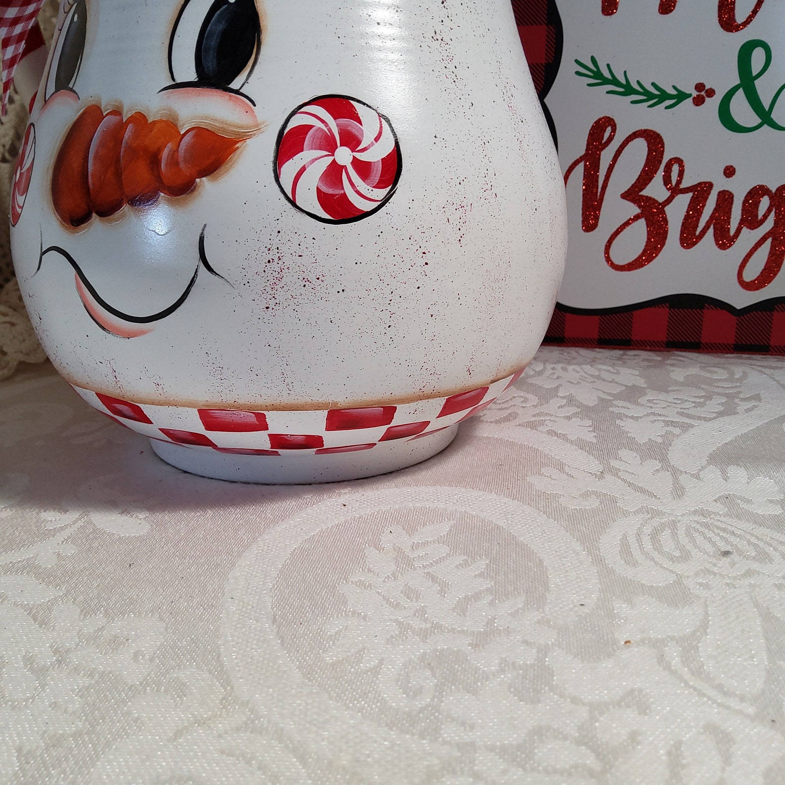 Vintage Hand Painted Water Pitcher Hand Painted Snowman - Etsy