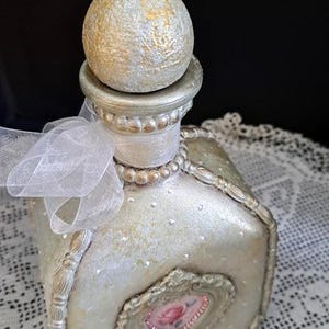 Perfume Bottle Shabby Chic Pink Roses, Lotion Bath Salts or Bubble Bath ...