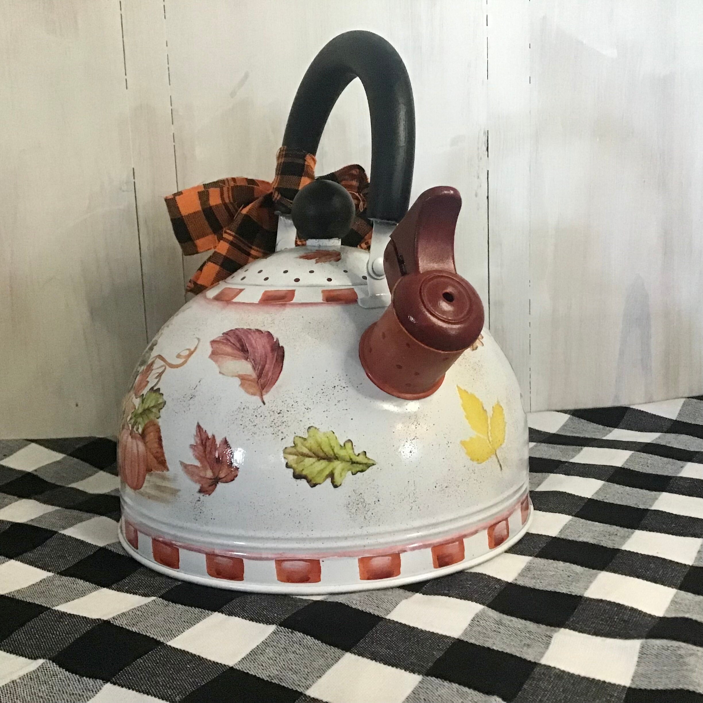 Tea kettle fall pumpkins fall kitchen decor tea kettle fall | Etsy