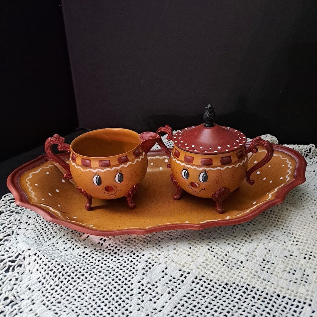 Gingerbread Cream and Sugar Set, Kitchen Decor, Gingerbread Hand ...