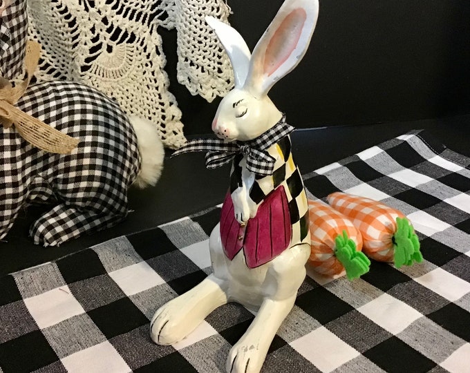 White Rabbit Hand Painted, Designer Inspired Hand Painted Rabbit, White ...