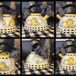 Lemon Home Decor, Lemons on Tea Kettle, Lemon Kitchen Decor, Farmhouse ...