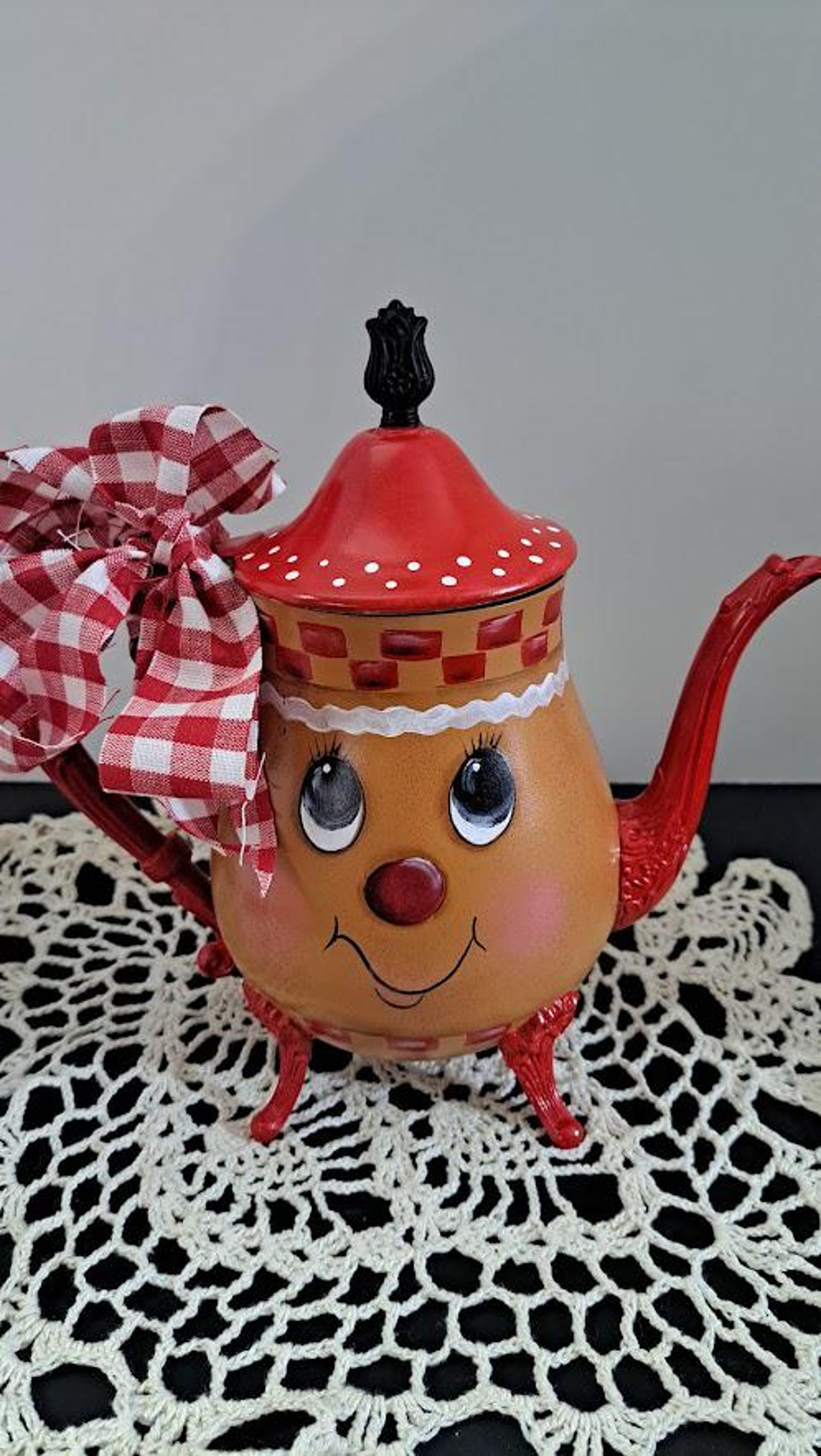Hand-painted Gingerbread Teapot • Farmhouse Kitchen •vintage Style ...