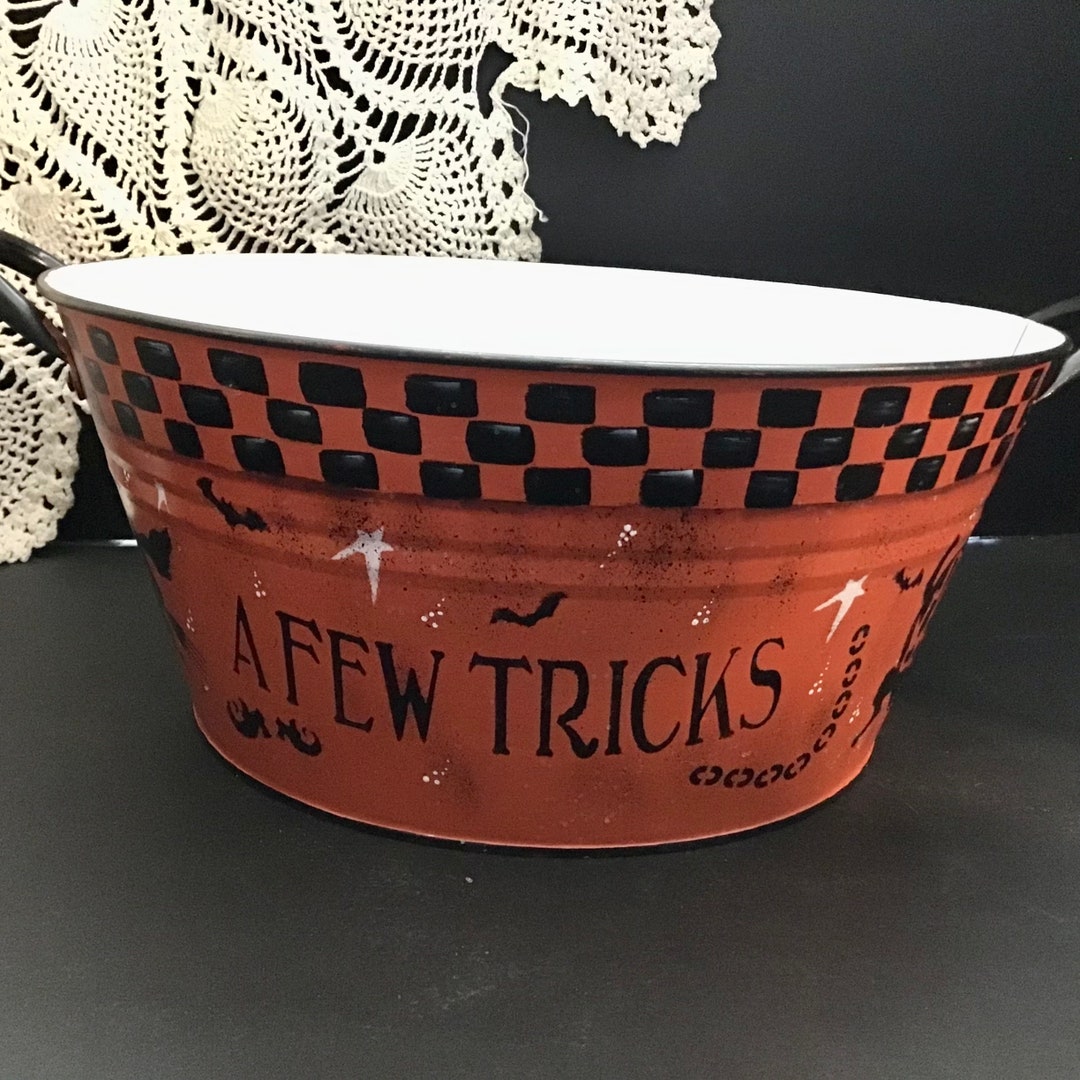 Hand Painted Halloween Tub, Halloween Decor, Halloween Decorations ...
