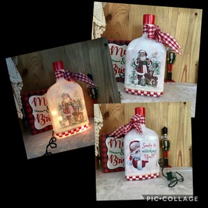Christmas Lighted Repurposed Bottle Decoration Lights Farmhouse Santa ...