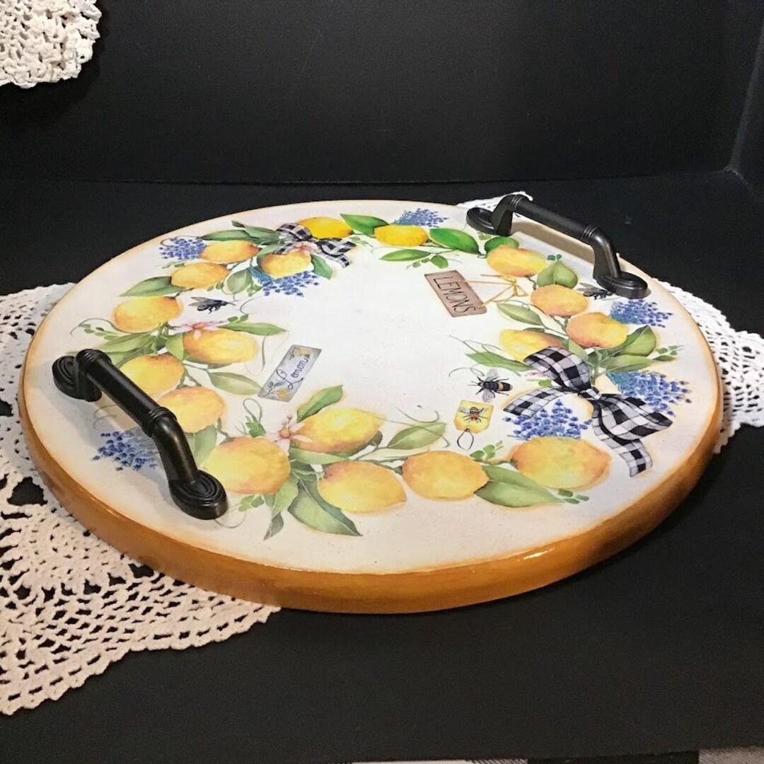 Lemon Tray Summer Coffee Table Decor With Handles Country Kitchen in ...